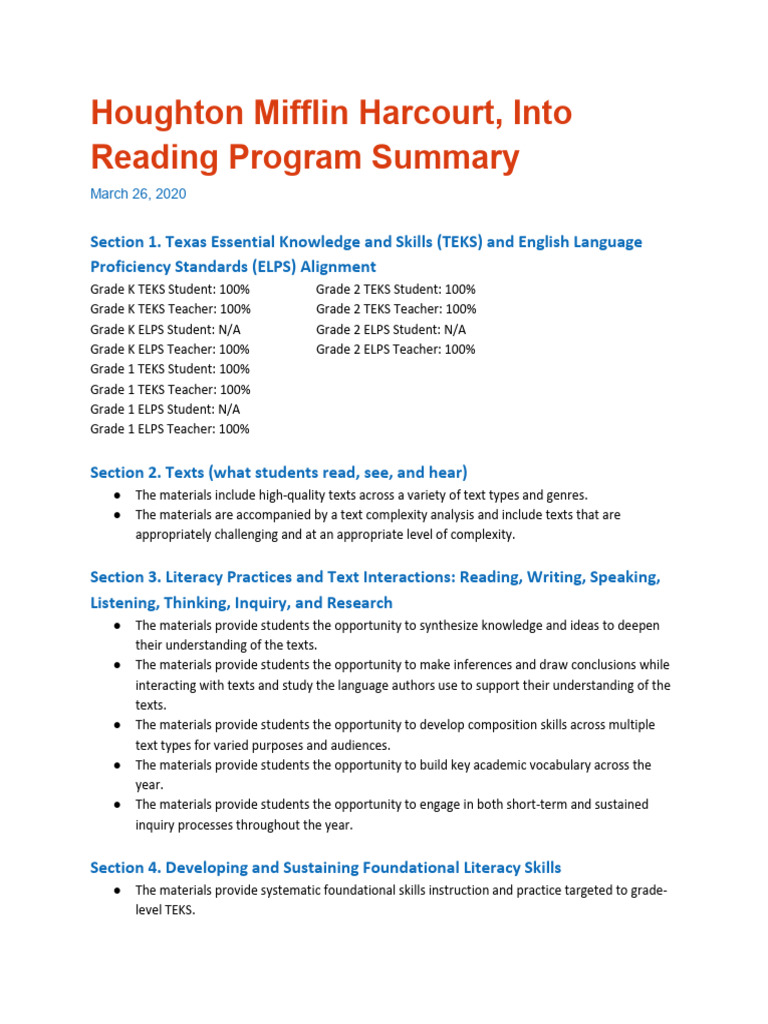 HMH Grade 1 Final Report | PDF