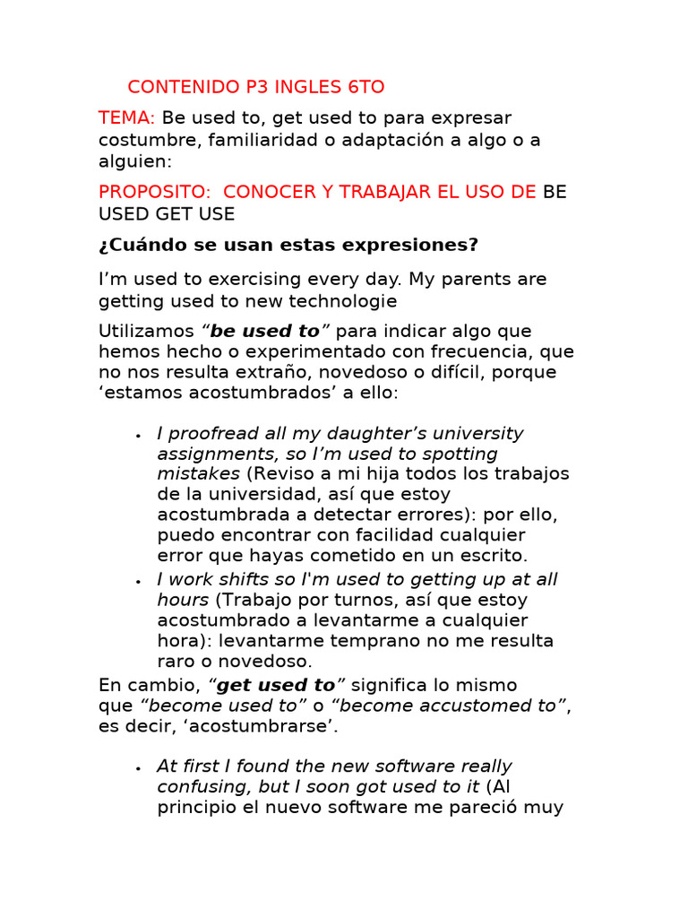 Contenido p3 Ingles 6to | PDF