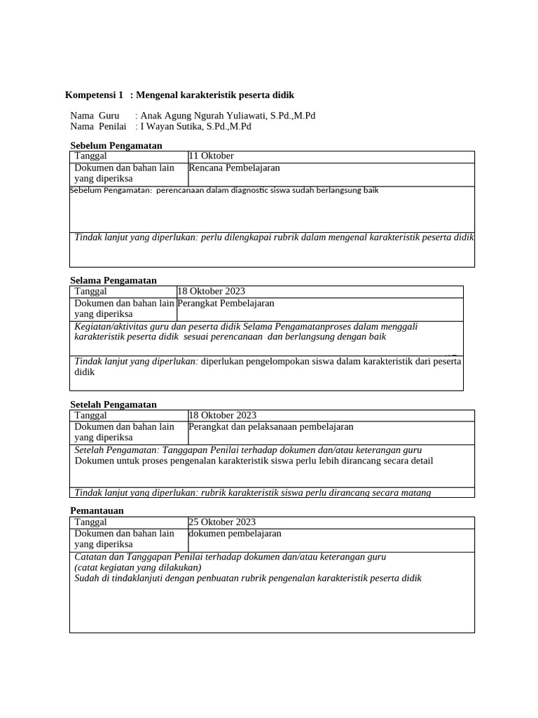 Instrumen PKG Mata Pelajaran 2023 | PDF