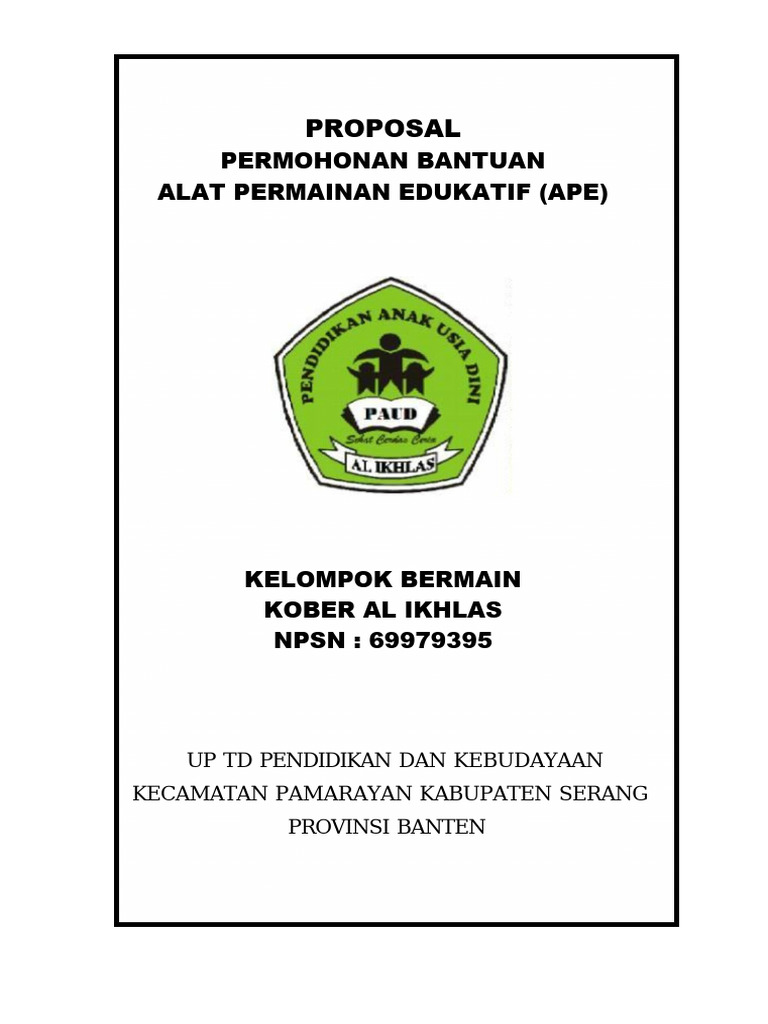 Proposal Contoh APE | PDF