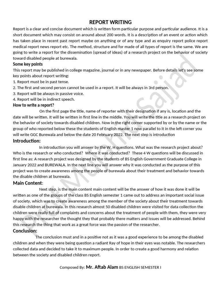 Report Writing | PDF