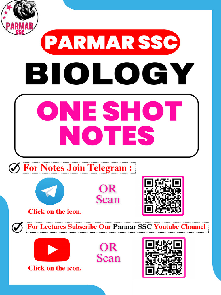 Biology One Shot Notes - Parmar - SSC | PDF