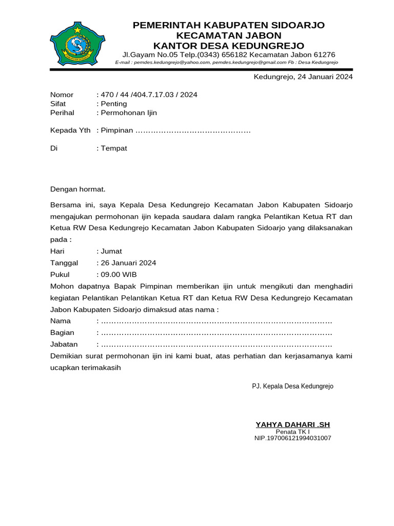Surat Ijin Kerja | PDF