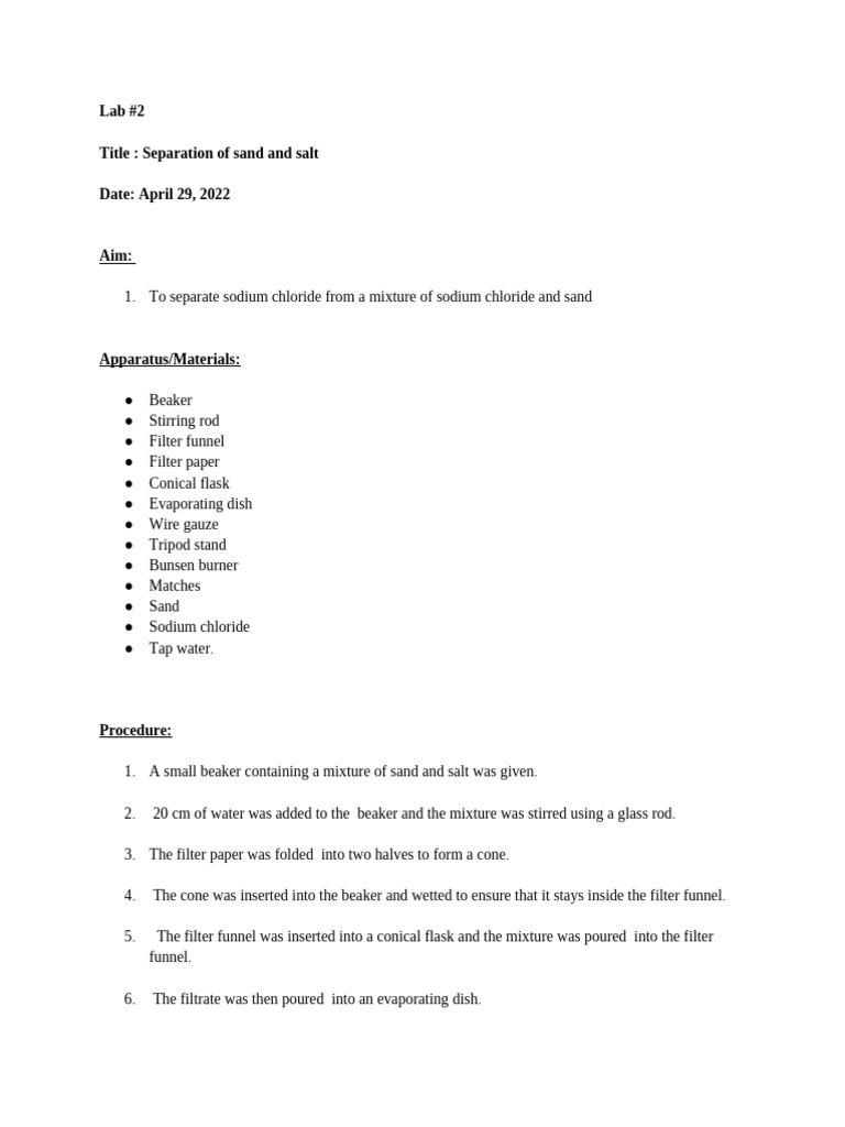 Chemistry Lab Write Up #2 | PDF Chemistry Lab Write Up #2 | PDF
