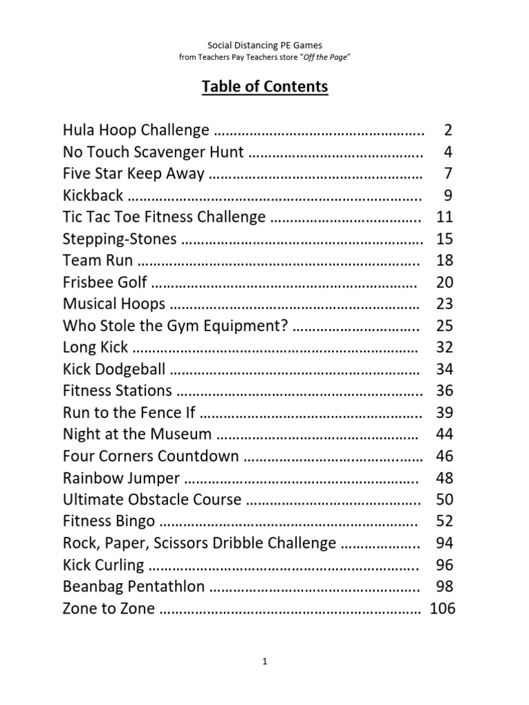 Social Distancing PE Games | PDF