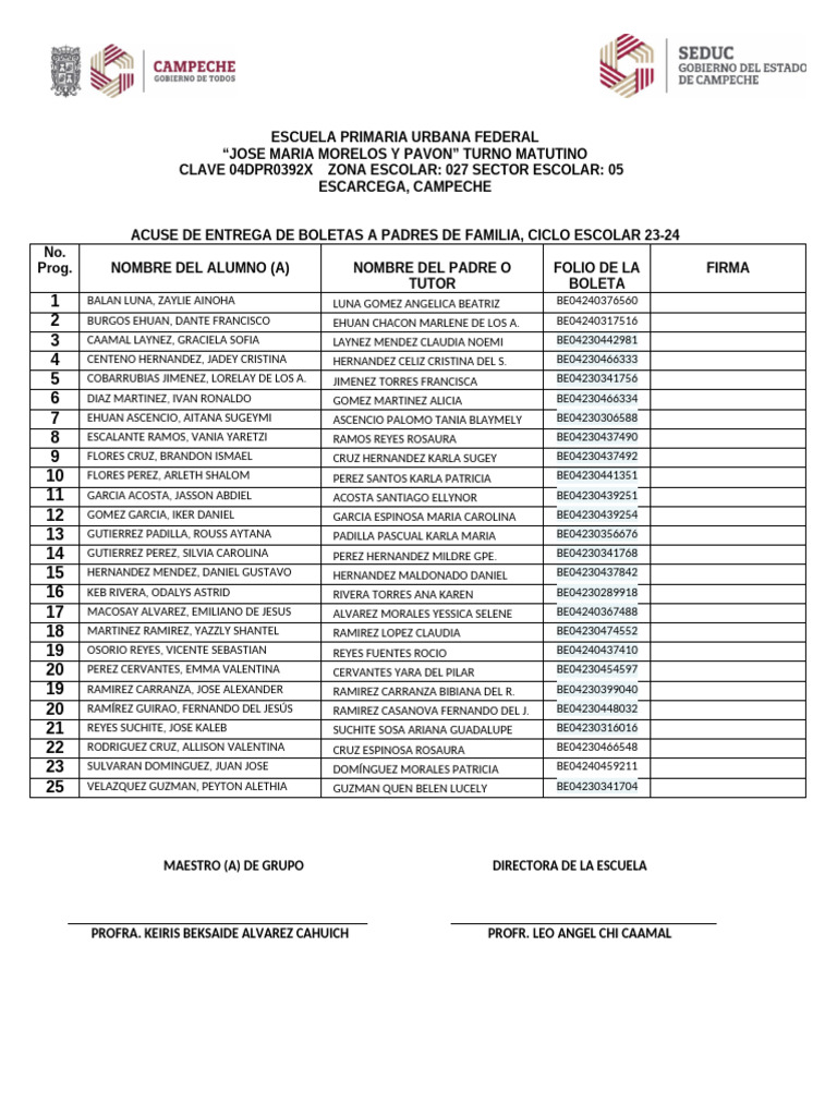 Acuse Boletas 2023-2024 | PDF