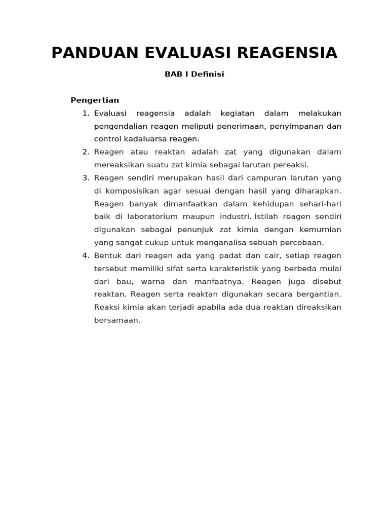 Panduan Evaluasi Reagensia | PDF