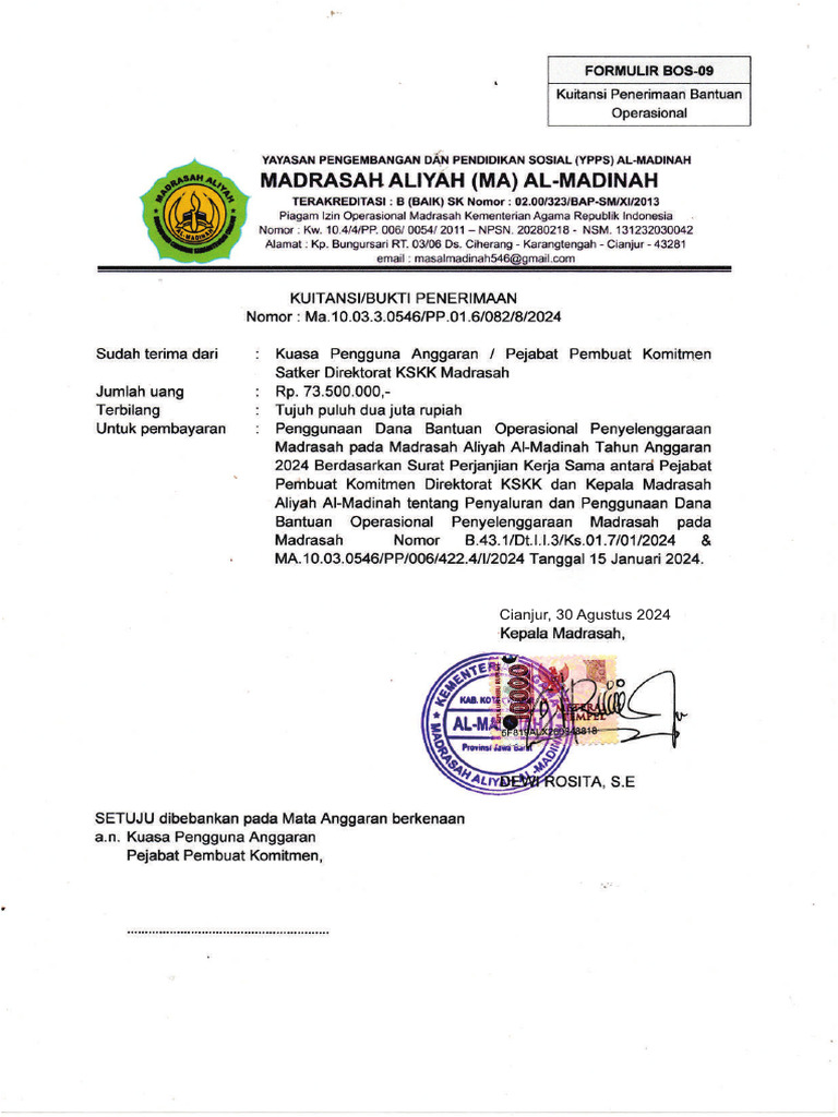 Kuitansi - Penerimaan - BOS 2024 - 2 - Compressed | PDF