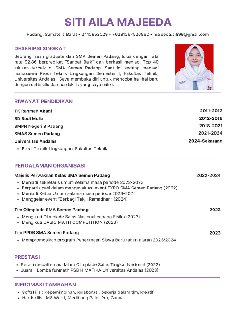 CV Siti Aila Majeeda | PDF