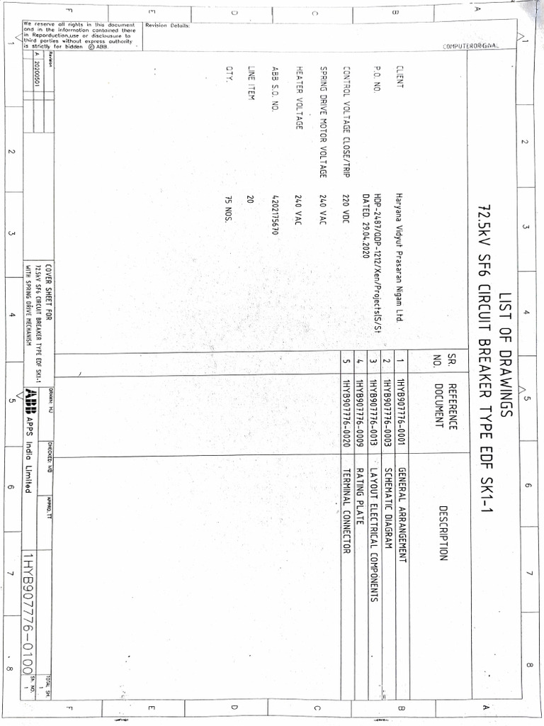 Abb 66KV SF6 Breaker SL Drawing 2020 | PDF