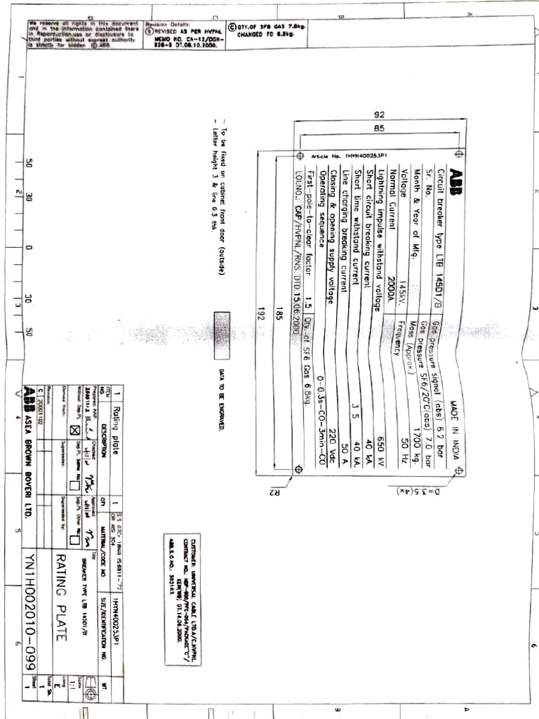 Abb 132KV SF6 Breaker SL Drawing 2000 | PDF