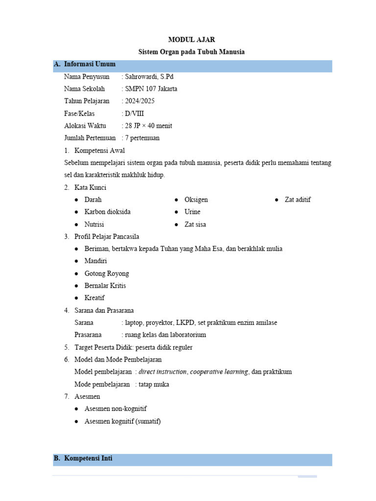 Modul Ajar IPA Kelas 8 | PDF