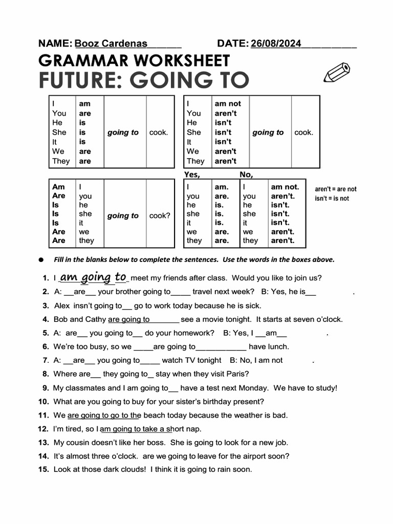 Worksheet - Be Going To | PDF