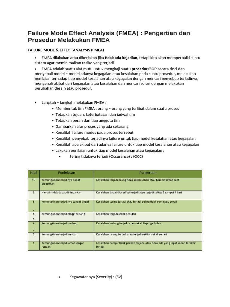 Contoh Fmea | PDF