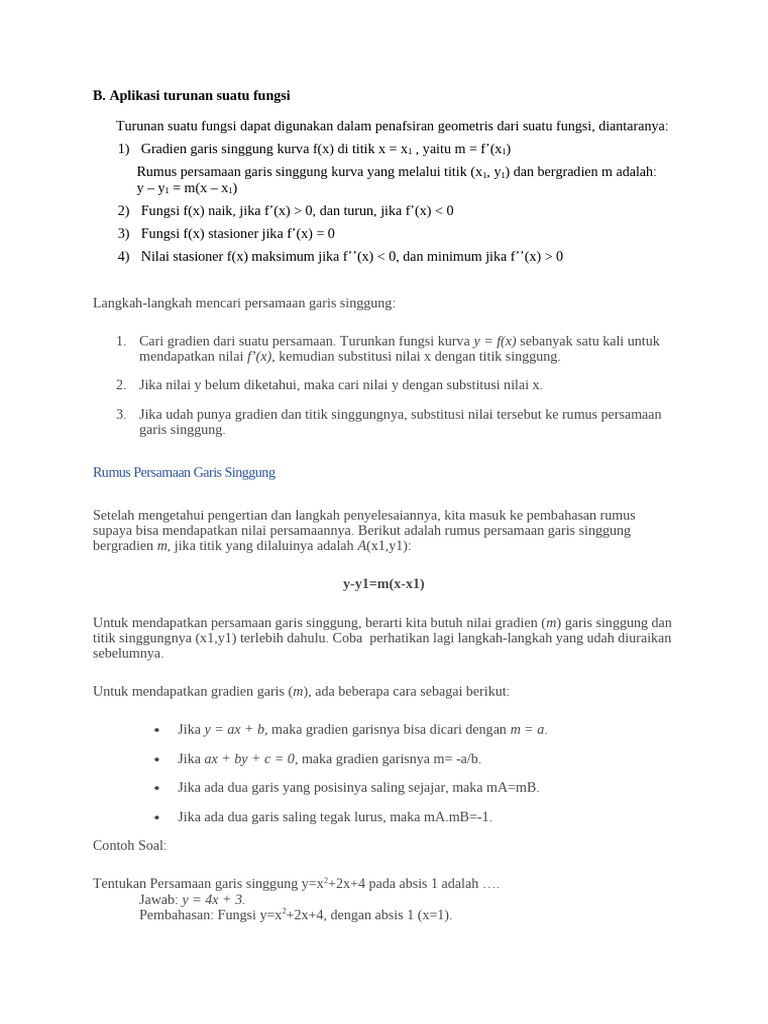MATERI APLIKASI TURUNAN KELAS XII TKR 1,2dan 3 | PDF