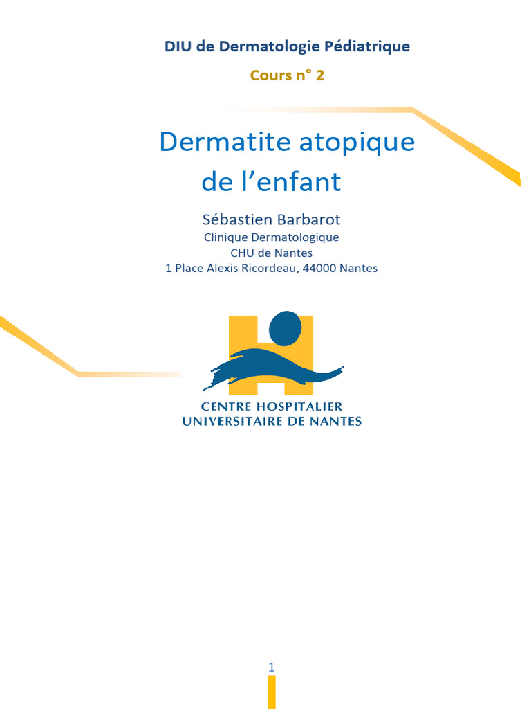 COURS 2 - Dermatite Atopique de L'enfant | PDF
