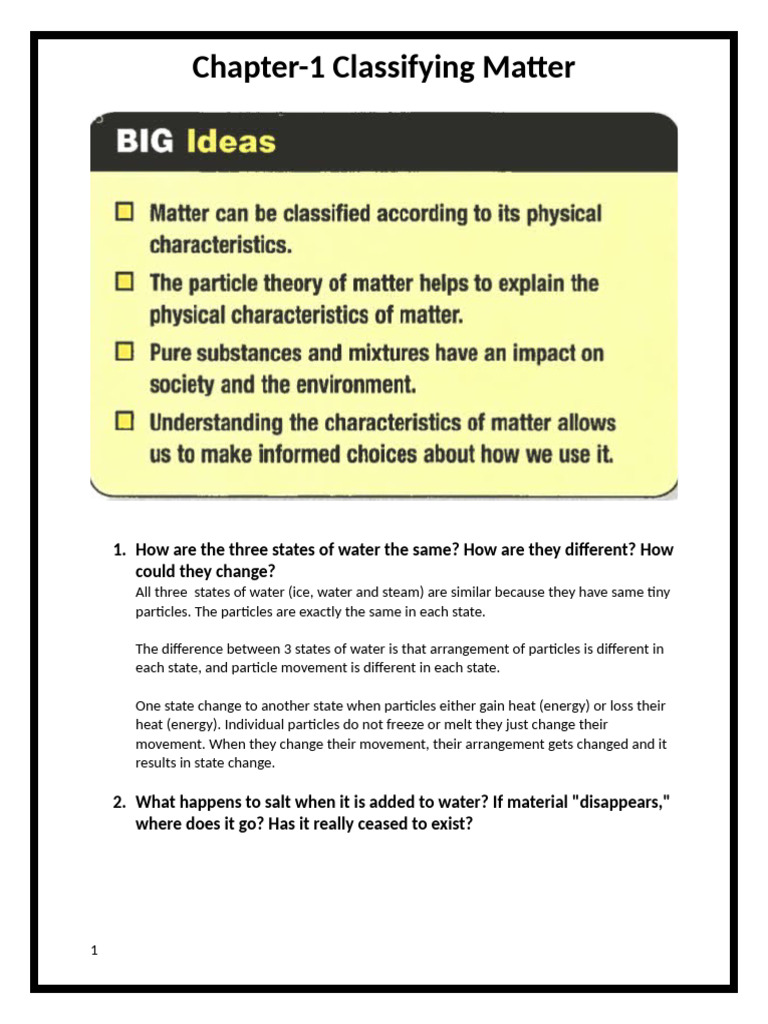 Chapter-1 (Classify Matter) | PDF | Mixture | Gases