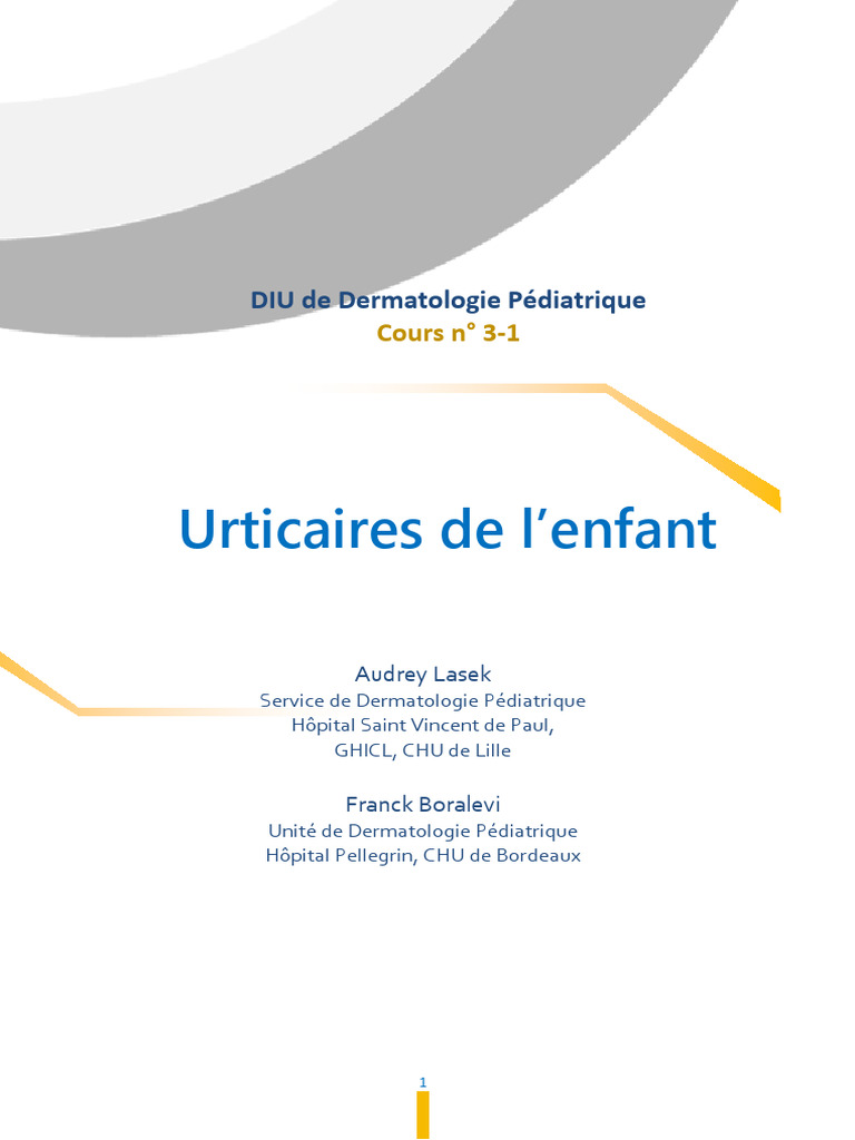 Cours 3-1 - Urticaire de L'enfant | PDF