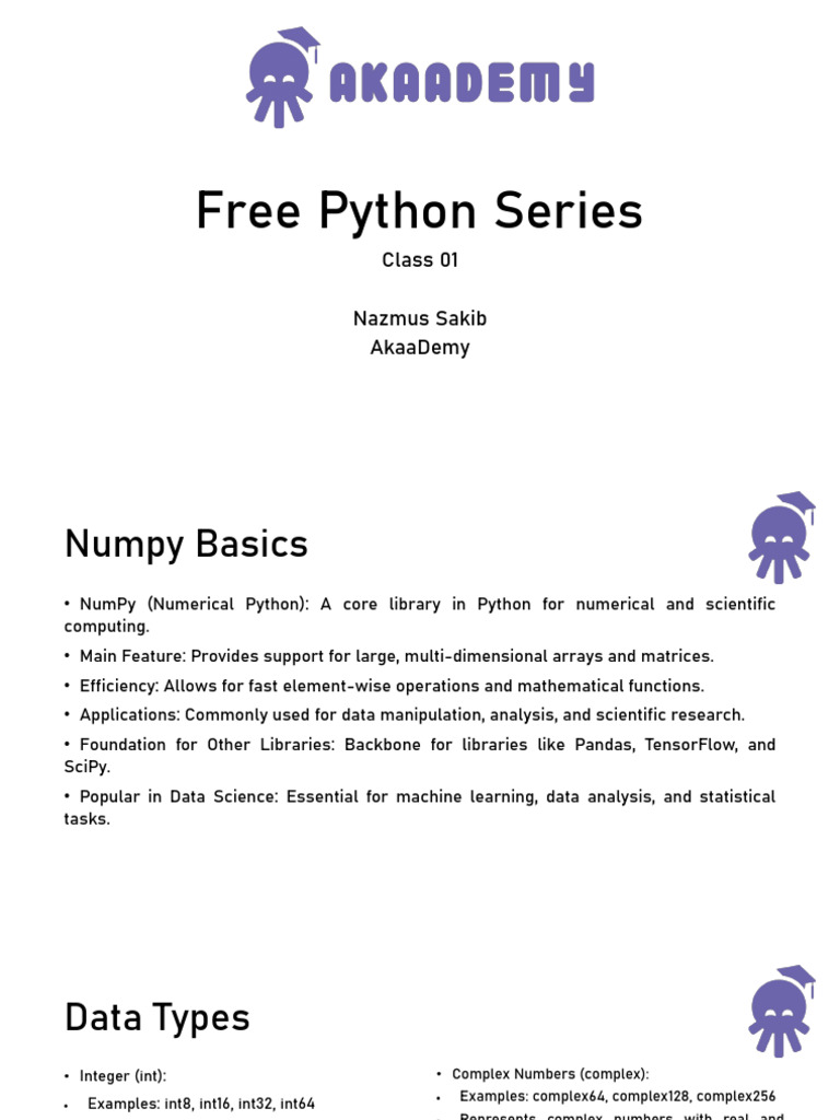 Free Python Series: Class 01 Nazmus Sakib Akaademy | PDF