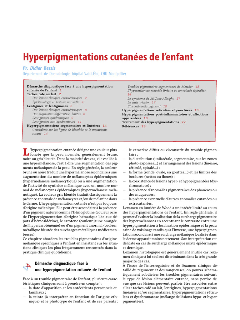 Cours 6 - Hyperpigmentations Cutanées de L'enfant | PDF