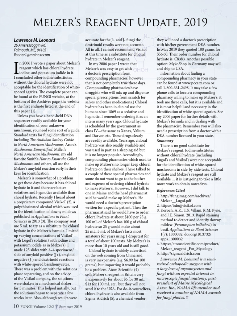 Melzer's Reagent Update, 2019 | PDF