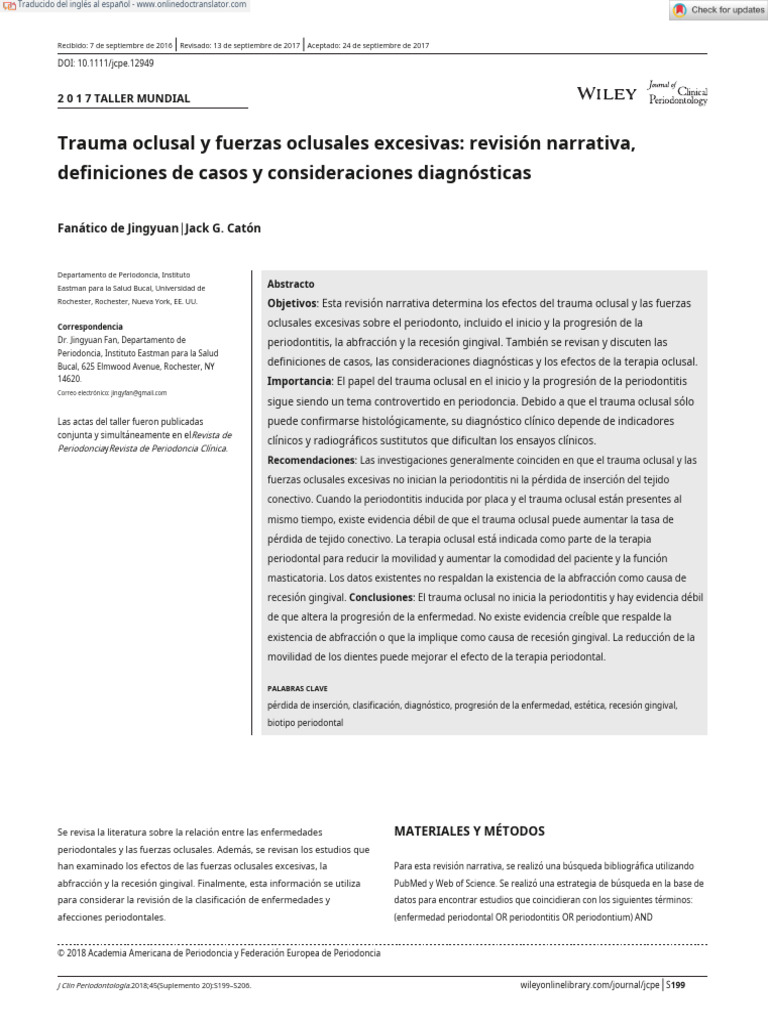 J Clinic Periodontology - 2018 - Fan - Occlusal Trauma and Excessive ... J Clinic Periodontology - 2018 - Fan - Occlusal Trauma and Excessive ...