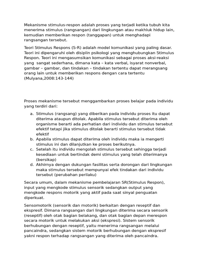 Nadya Mekanisme Stimulus Respon | PDF