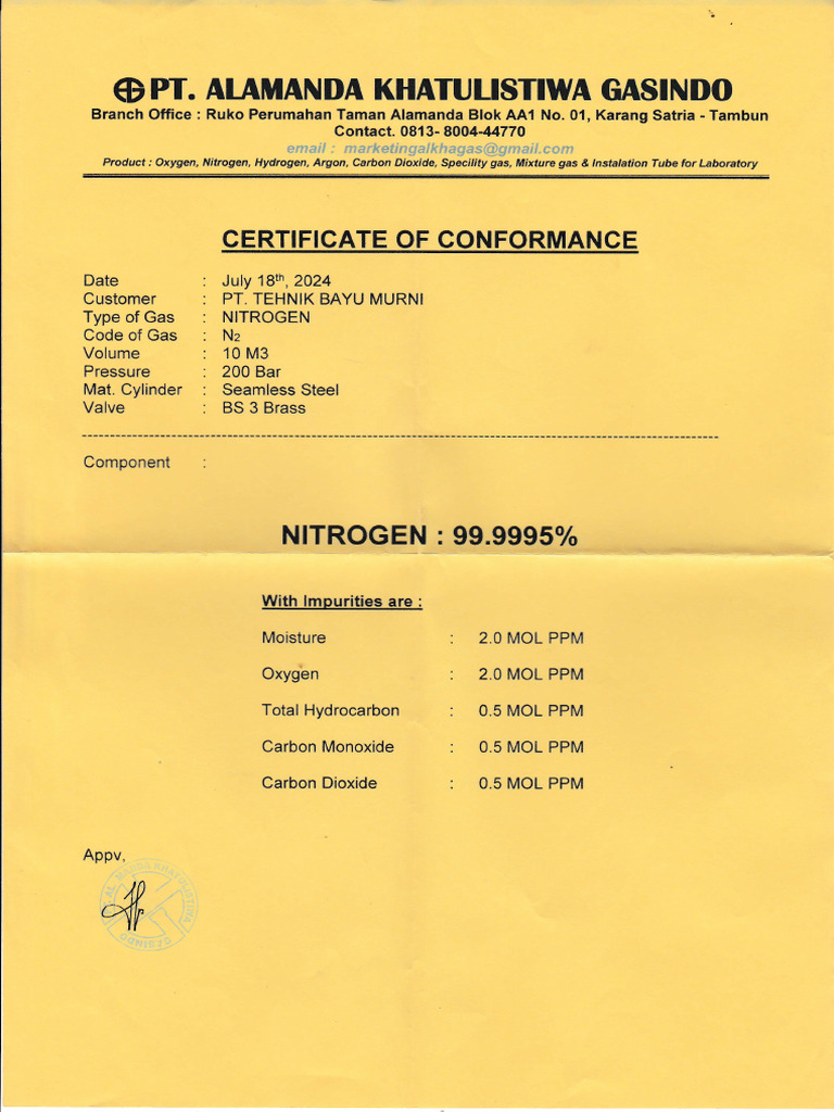 Certificate Nitrogen | PDF