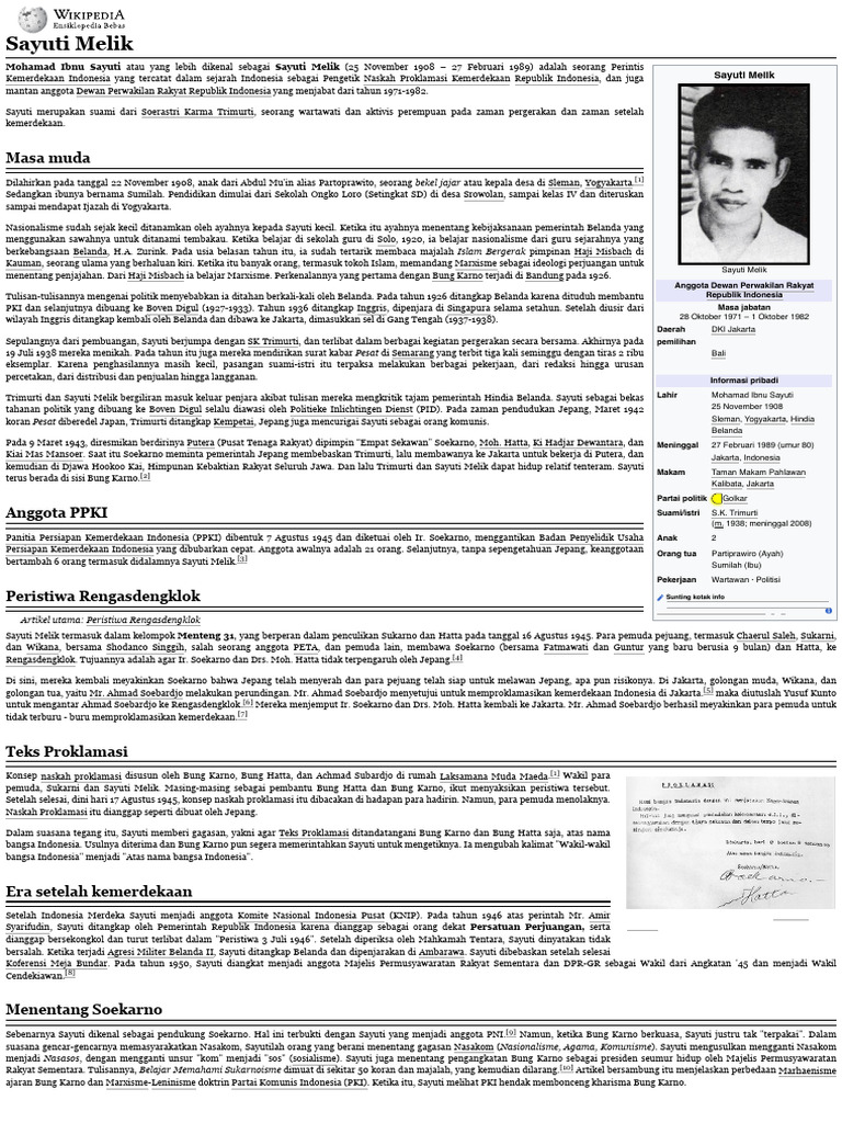 Sayuti Melik - Wikipedia Bahasa Indonesia, Ensiklopedia Bebas | PDF