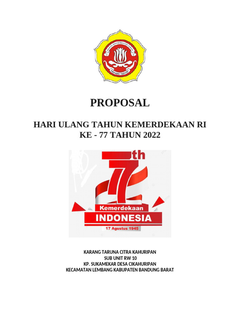 Proposal Kegiatan 17 Agustus RW 10-1 | PDF