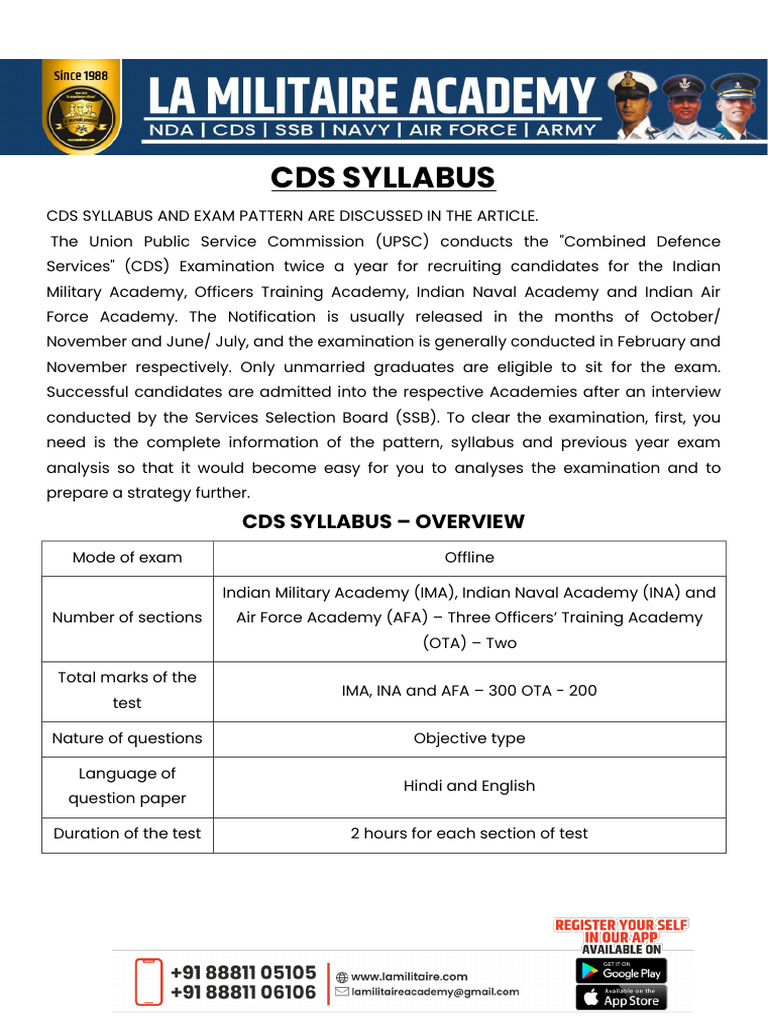 CDS Final Syllabus | PDF