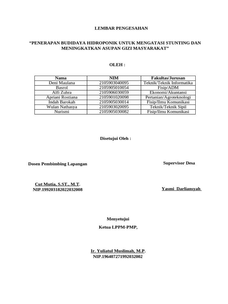 Lembar - Pengesahan KKN 2024 | PDF