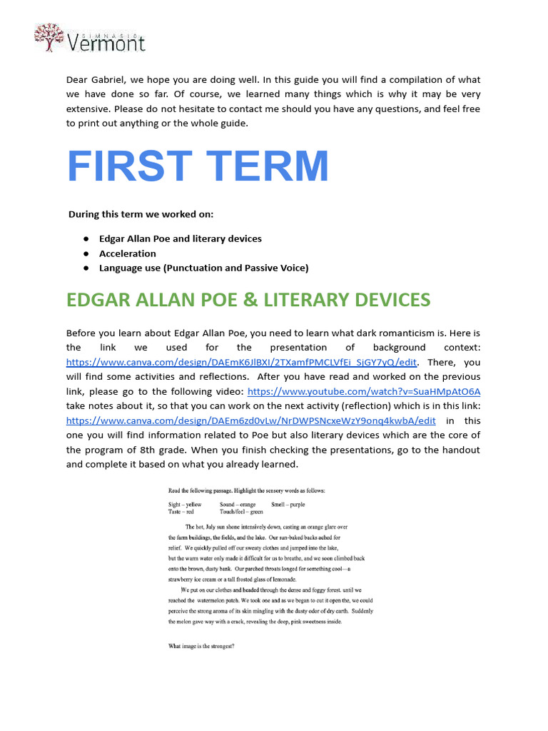 Language 1st and 2nd Term | PDF