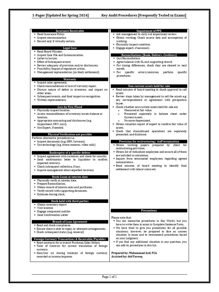 Substantive Procedures (1-Page Specific) - 240820 - 204520 | PDF