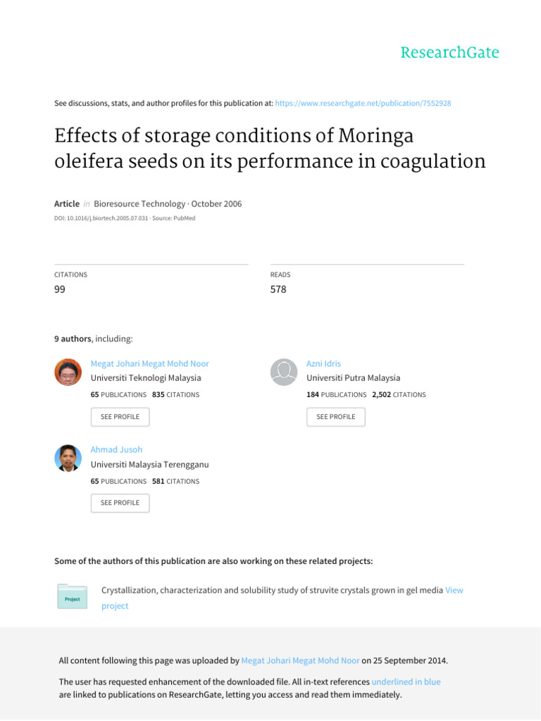 Effects of Storage Conditions of Moringa | PDF