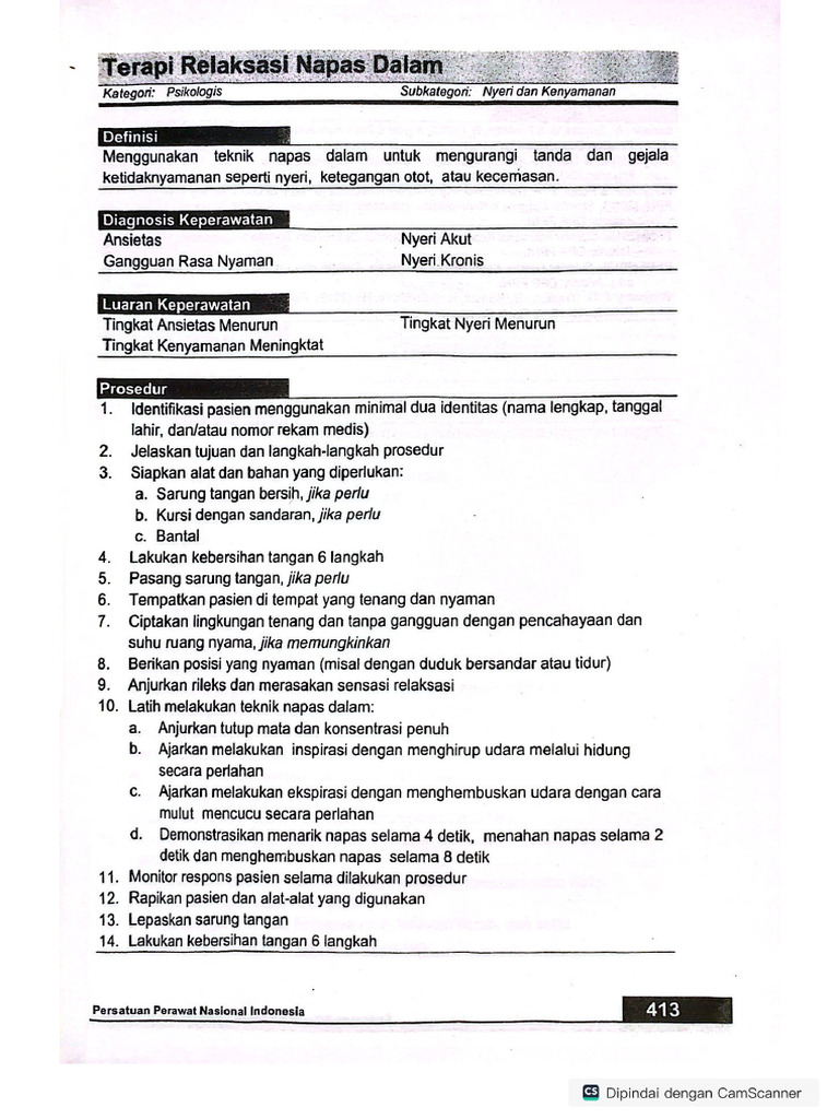 SOP Relaksasi Nafas Dalam | PDF