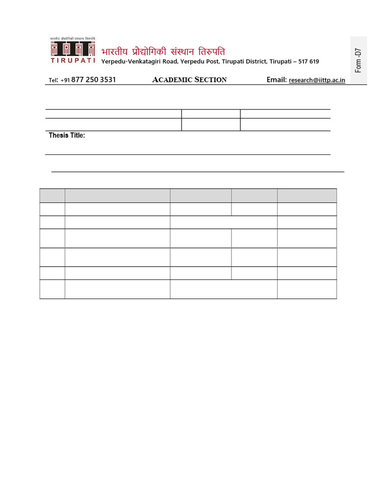 Form D7 | PDF