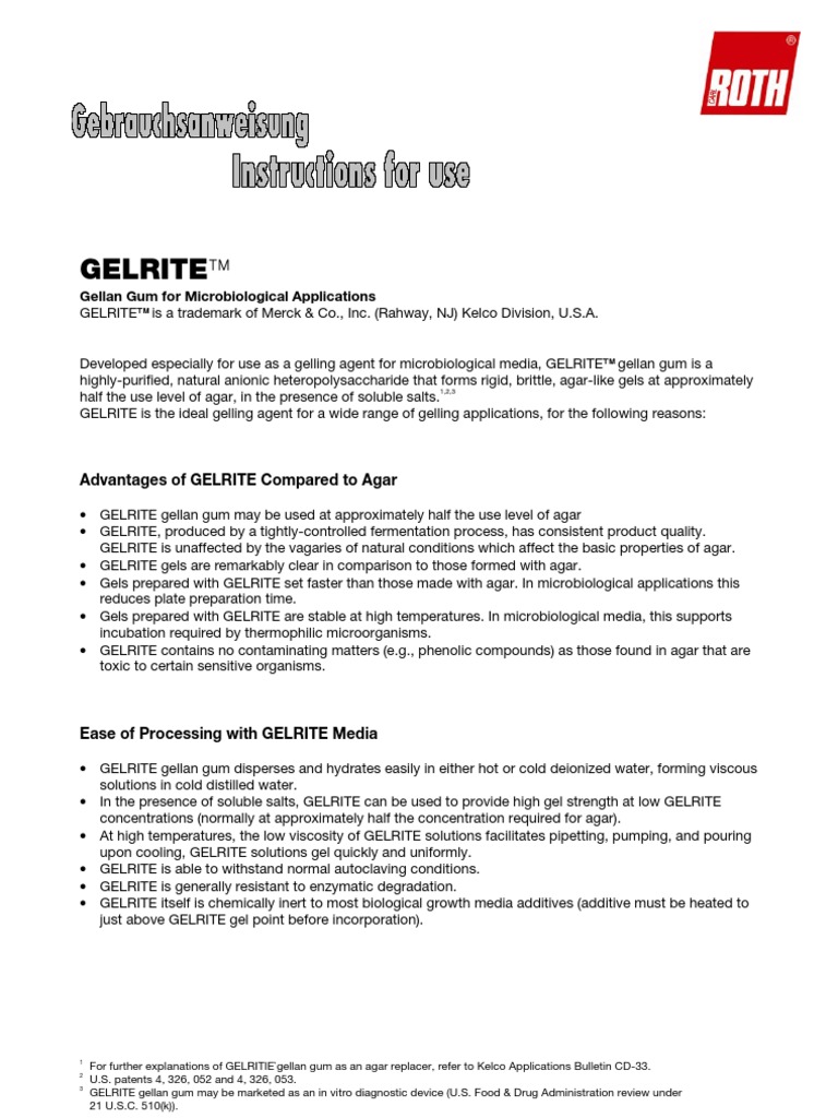 Gel Rite | PDF | Agar | Growth Medium