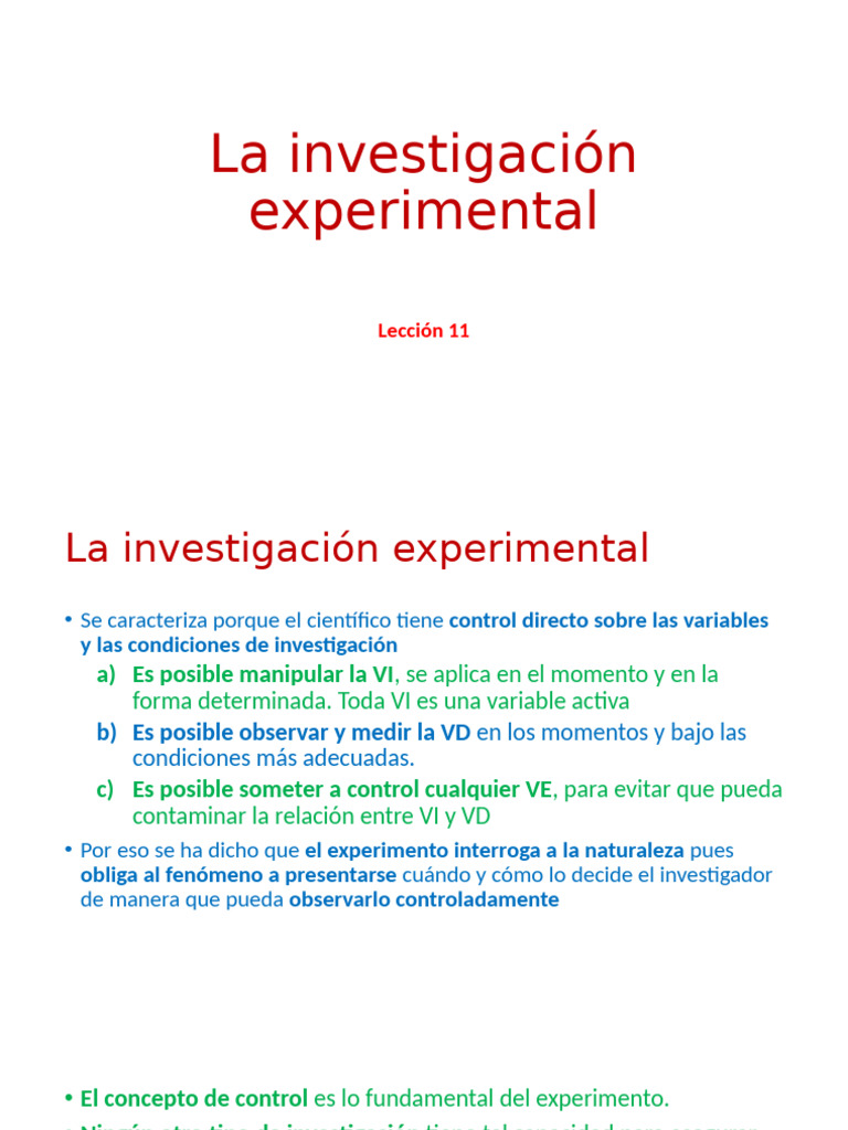 11 La Investigación Experimental | PDF