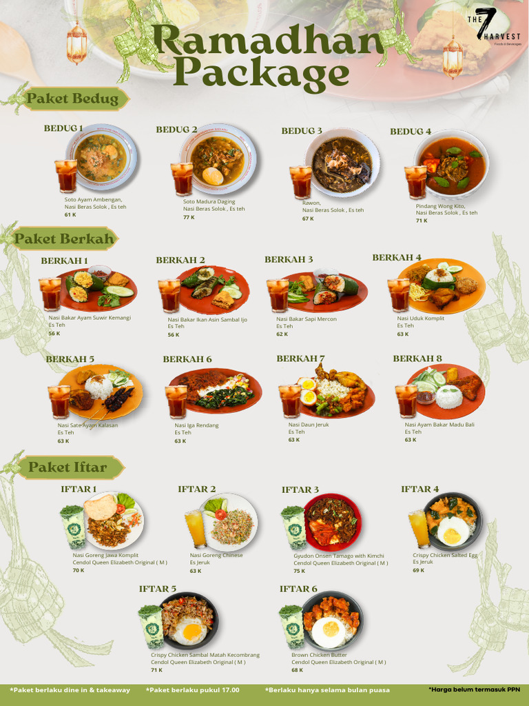 Menu Paket Ramadhan The 7 Harvest | PDF