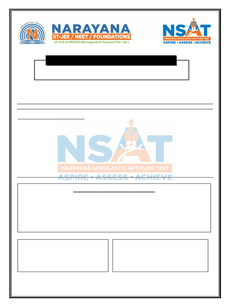Narayana Sample Question Paper Class-V-Moving-to-VI-QP | PDF