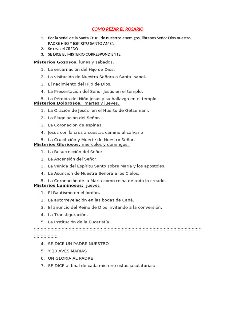 Como Rezar El Rosario | PDF | María, madre de Jesús | Rosario