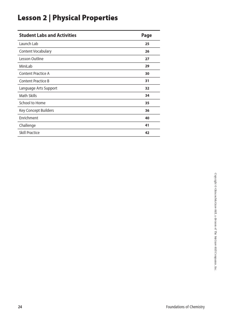 Lesson 2 - Physical Properties: Student Labs and Activities | PDF