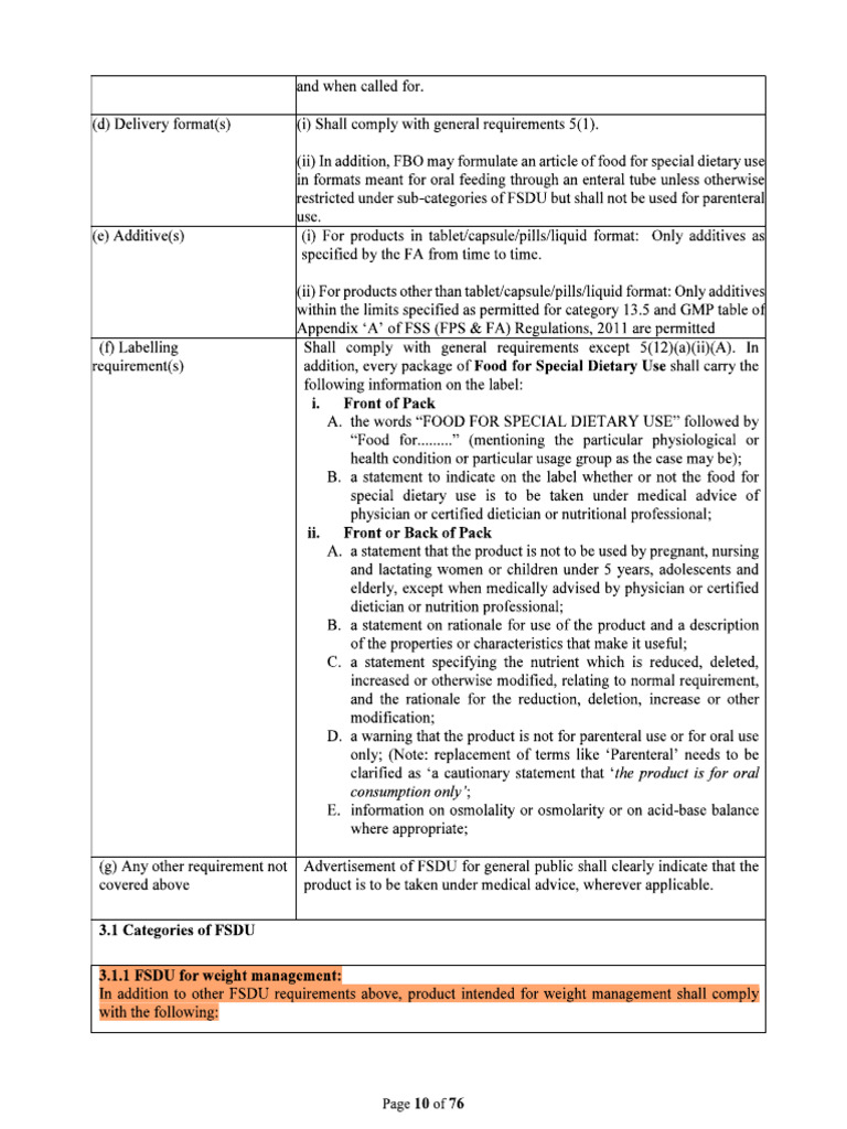 Meal Replacement. - Regulations. | PDF