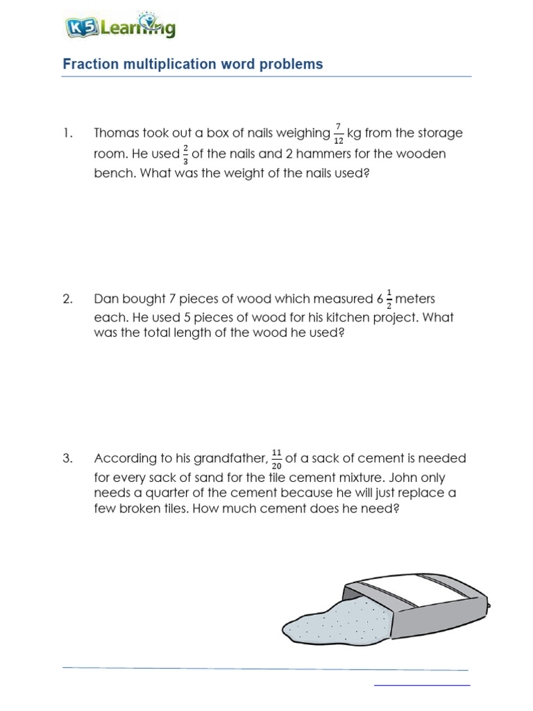 Grade 5 Word Problems Multiplying Fractions D | PDF