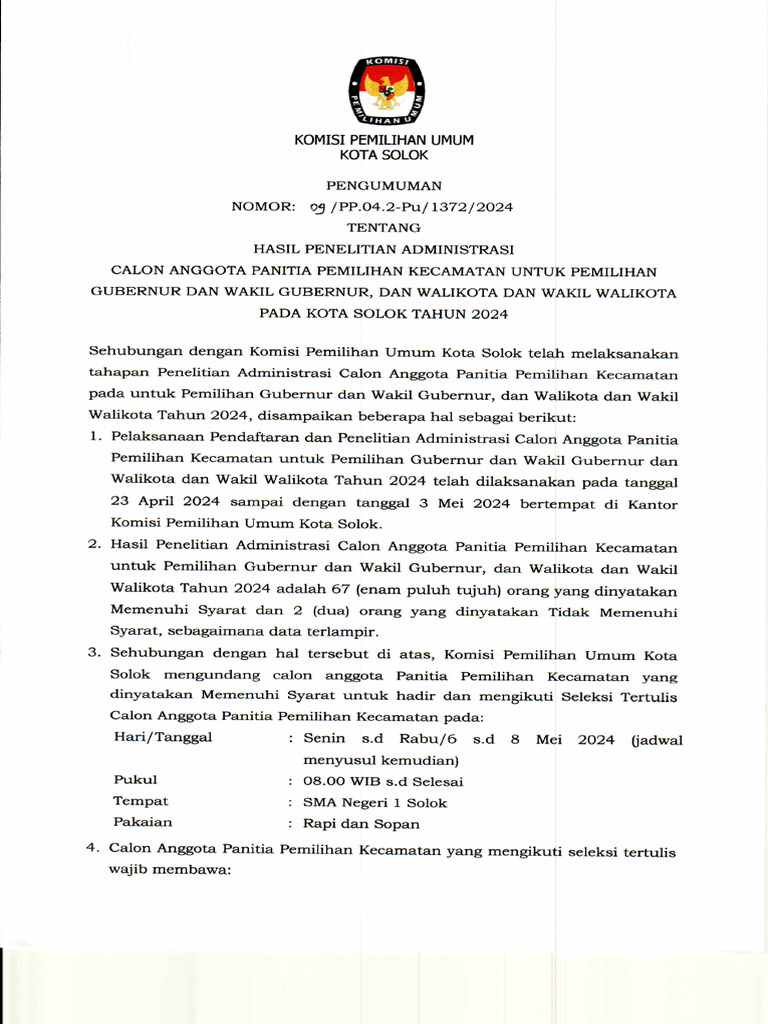 Pengumuman Admin CPPK | PDF