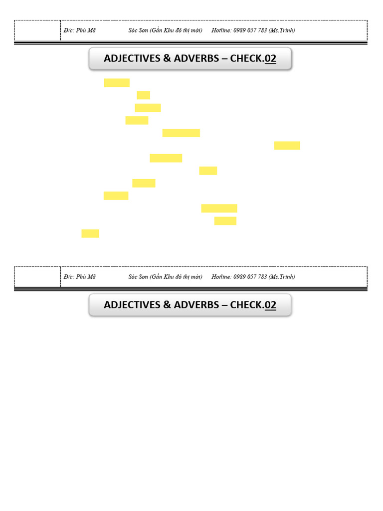 Adj & Adv (With Exers) - CHECK.02 (Full) | PDF