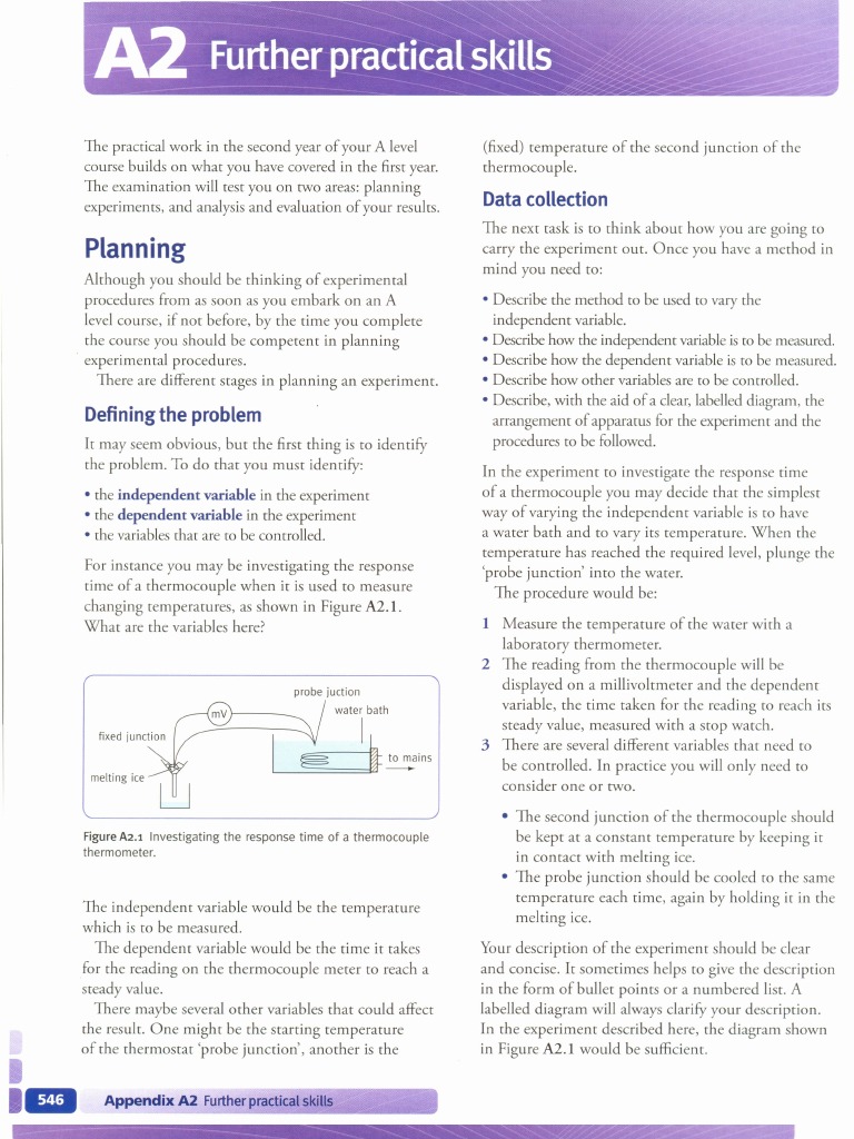 A2 Further Practical Skills | PDF | Thermocouple | Logarithm