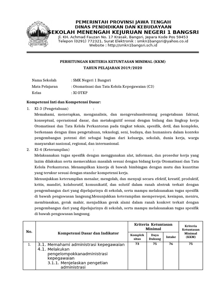 Contoh KKM | PDF