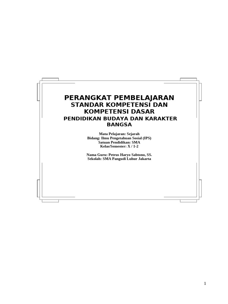1 SKKD Sejarah Kelas X 2016 2017 SMT 1 2 | PDF